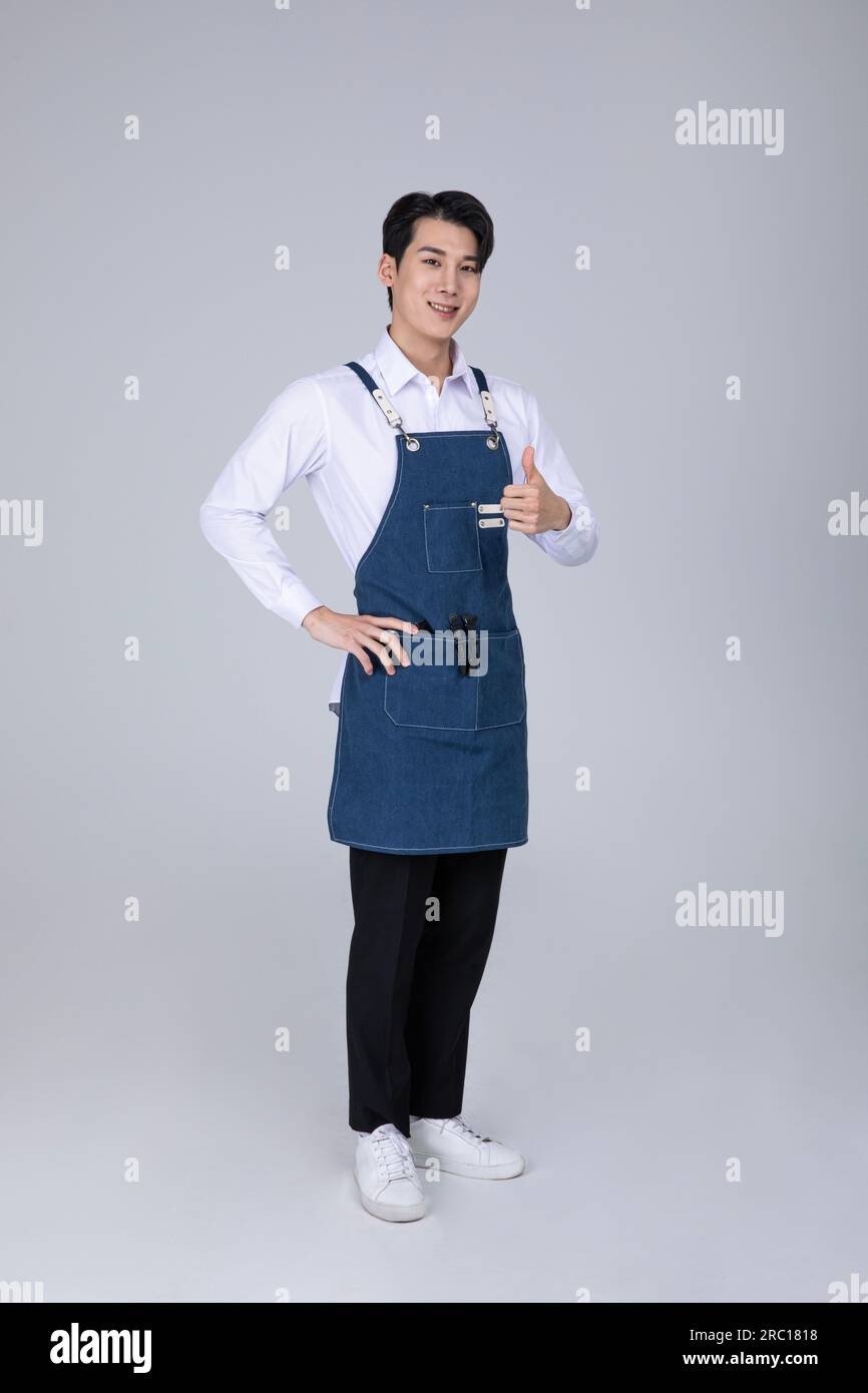 millennials and gen z, korean asian young man with hand motion Stock ...