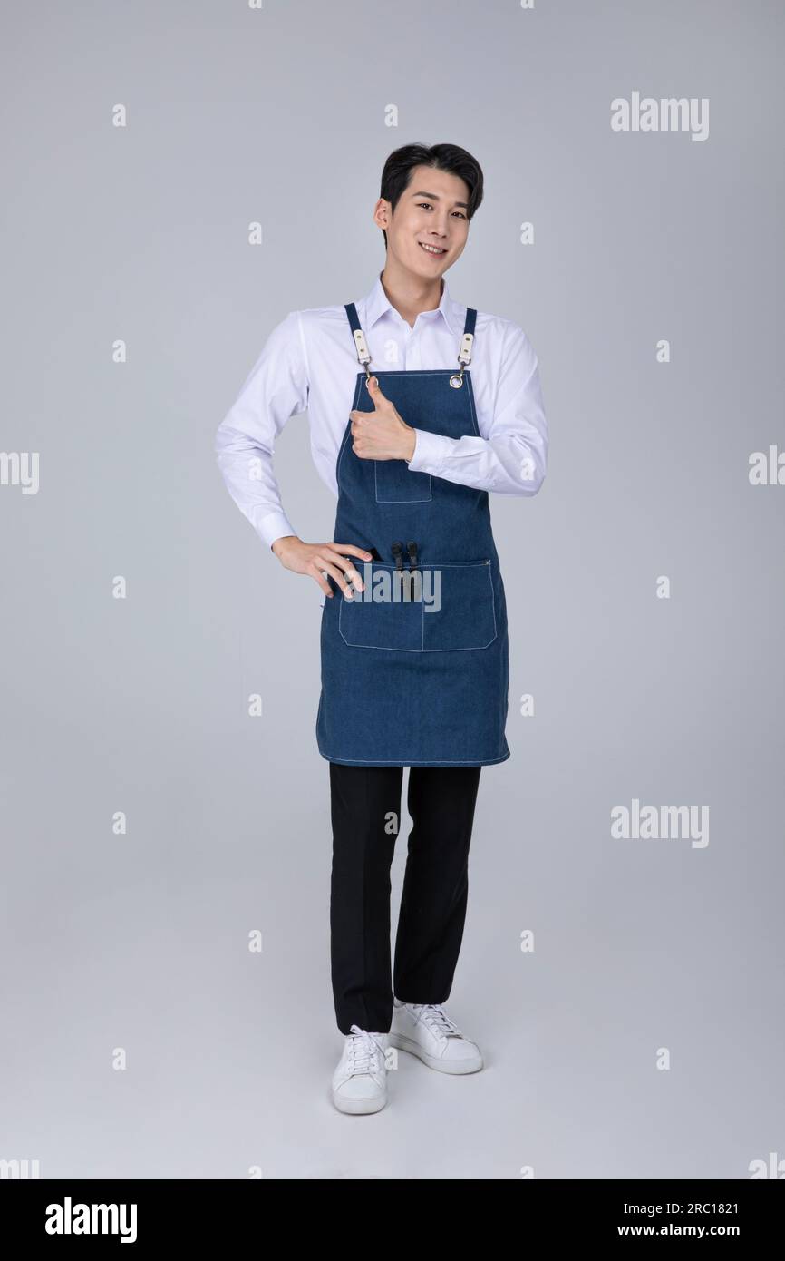 millennials and gen z, korean asian young man with hand motion Stock ...