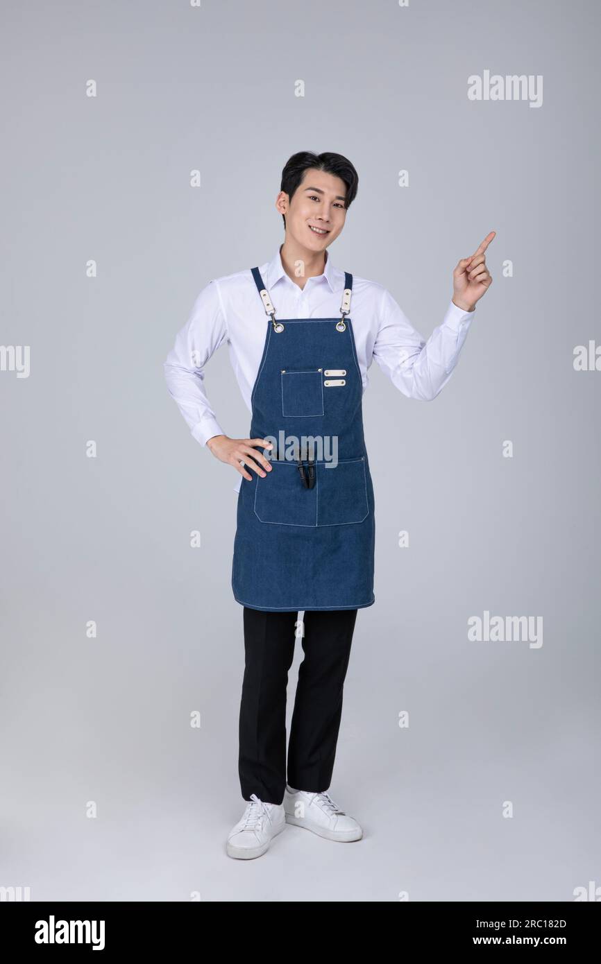 millennials and gen z, korean asian young man with hand motion Stock ...