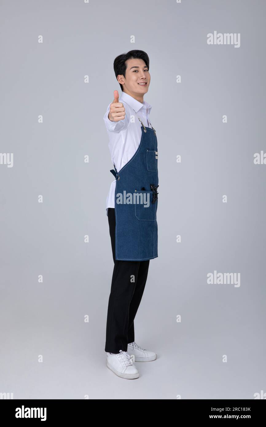 millennials and gen z, korean asian young man with hand motion Stock ...