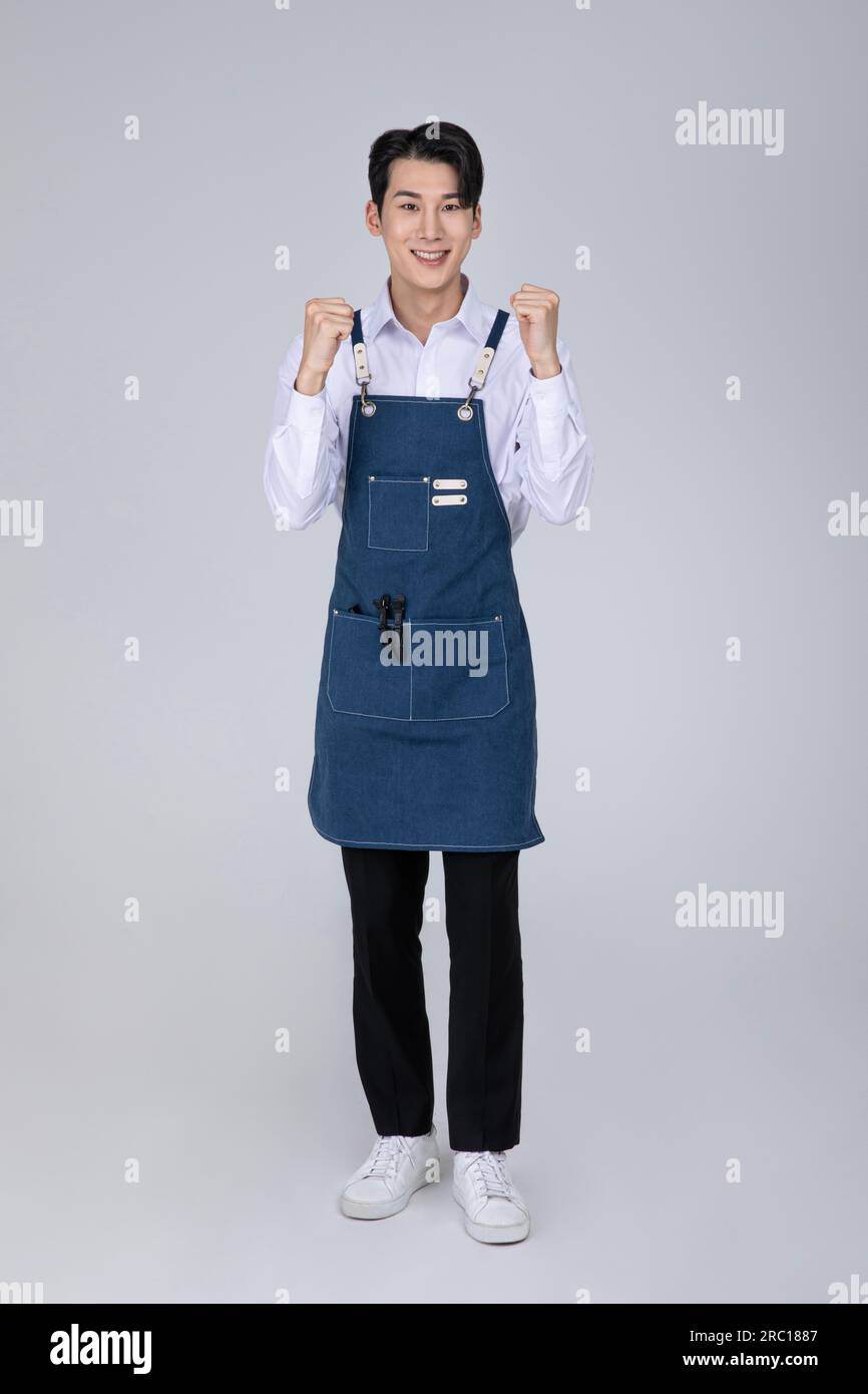 millennials and gen z, korean asian young man with hand motion Stock ...