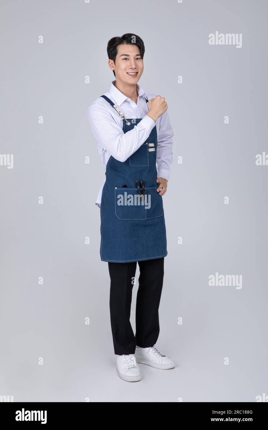 millennials and gen z, korean asian young man with hand motion Stock ...