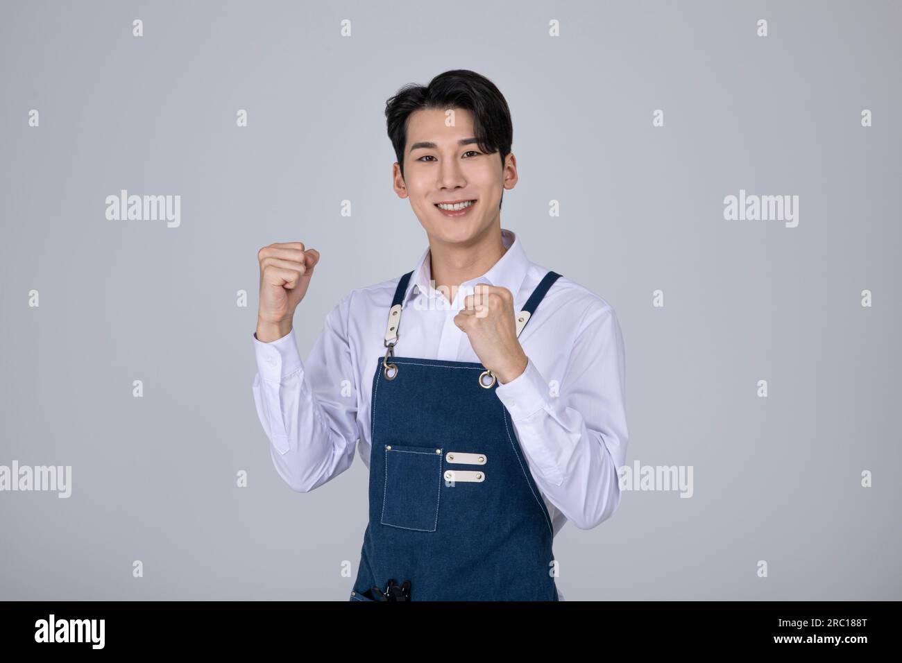 millennials and gen z, korean asian young man with hand motion Stock ...