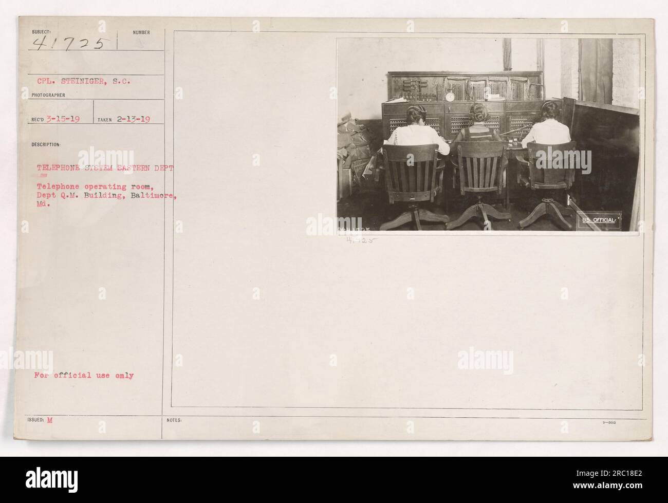 A photograph depicting a telephone operating room in the Department of ...
