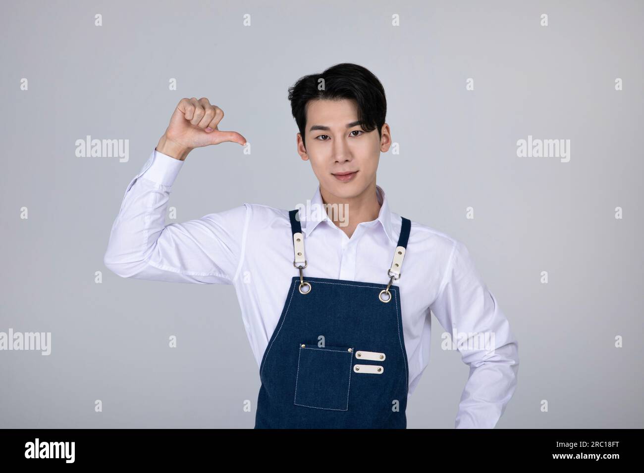 millennials and gen z, korean asian young man with hand motion Stock ...