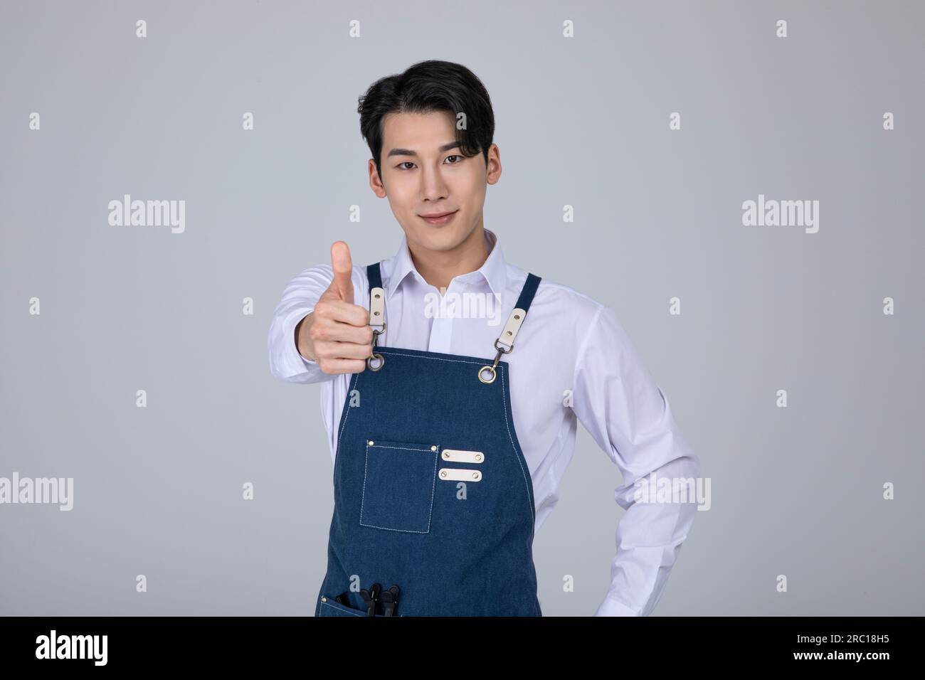 millennials and gen z, korean asian young man with hand motion Stock ...