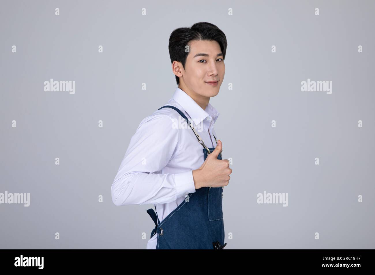 millennials and gen z, korean asian young man with hand motion Stock ...