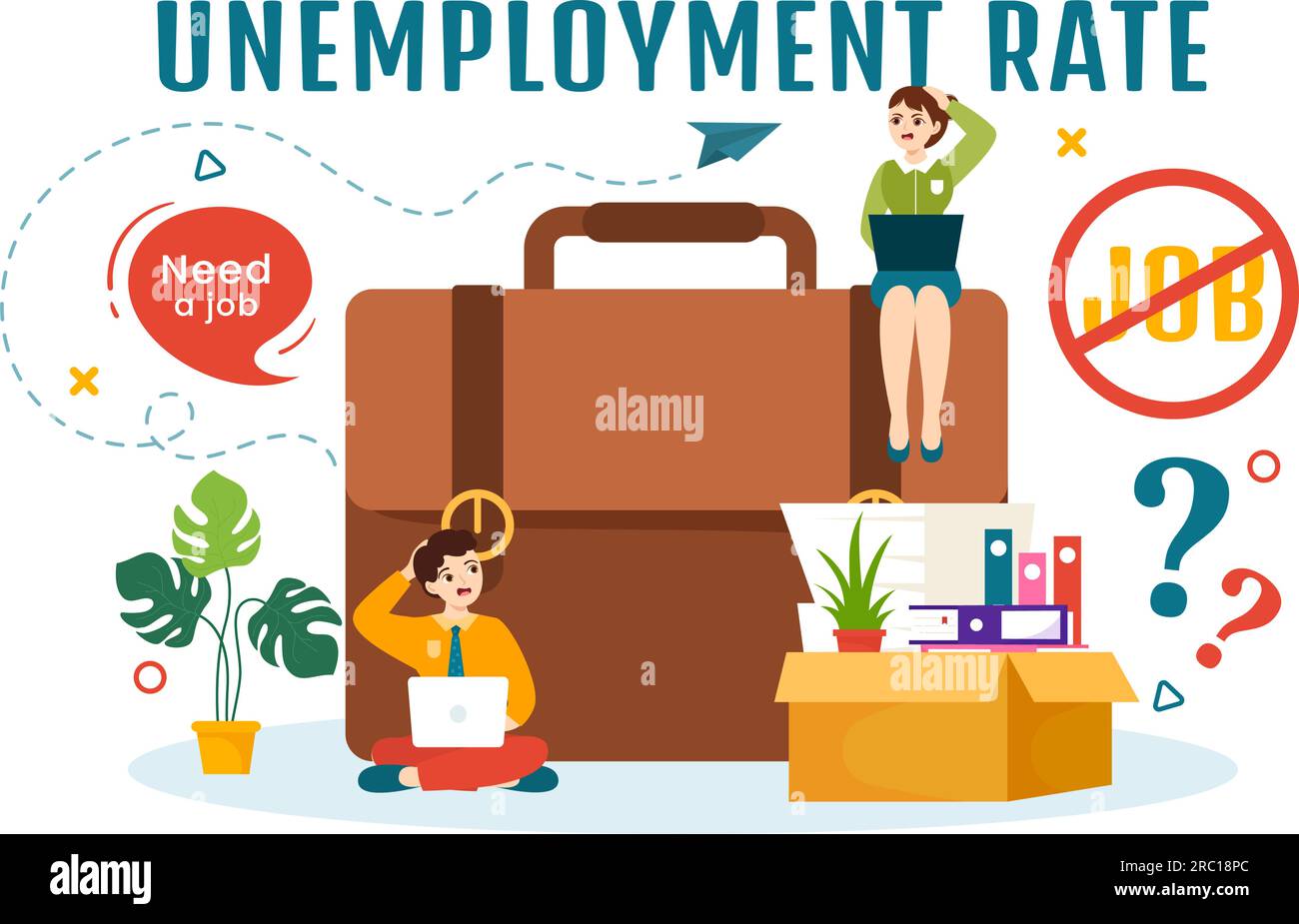 Unemployment Rate Vector Illustration with Many People Looking for a ...
