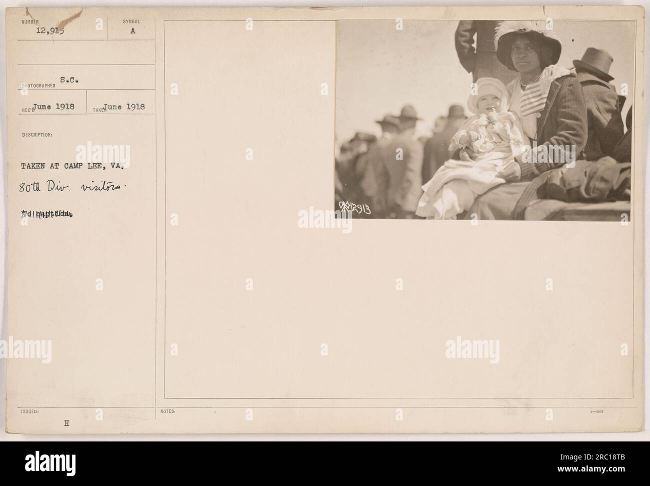 Soldiers from the 80th Division at Camp Lee, Virginia, receive visitors ...