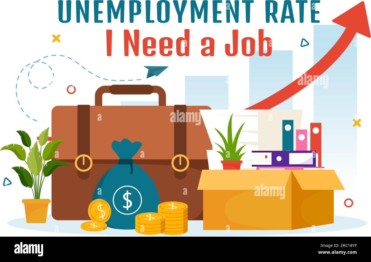 Unemployment Rate Vector Illustration with Many People Looking for a ...