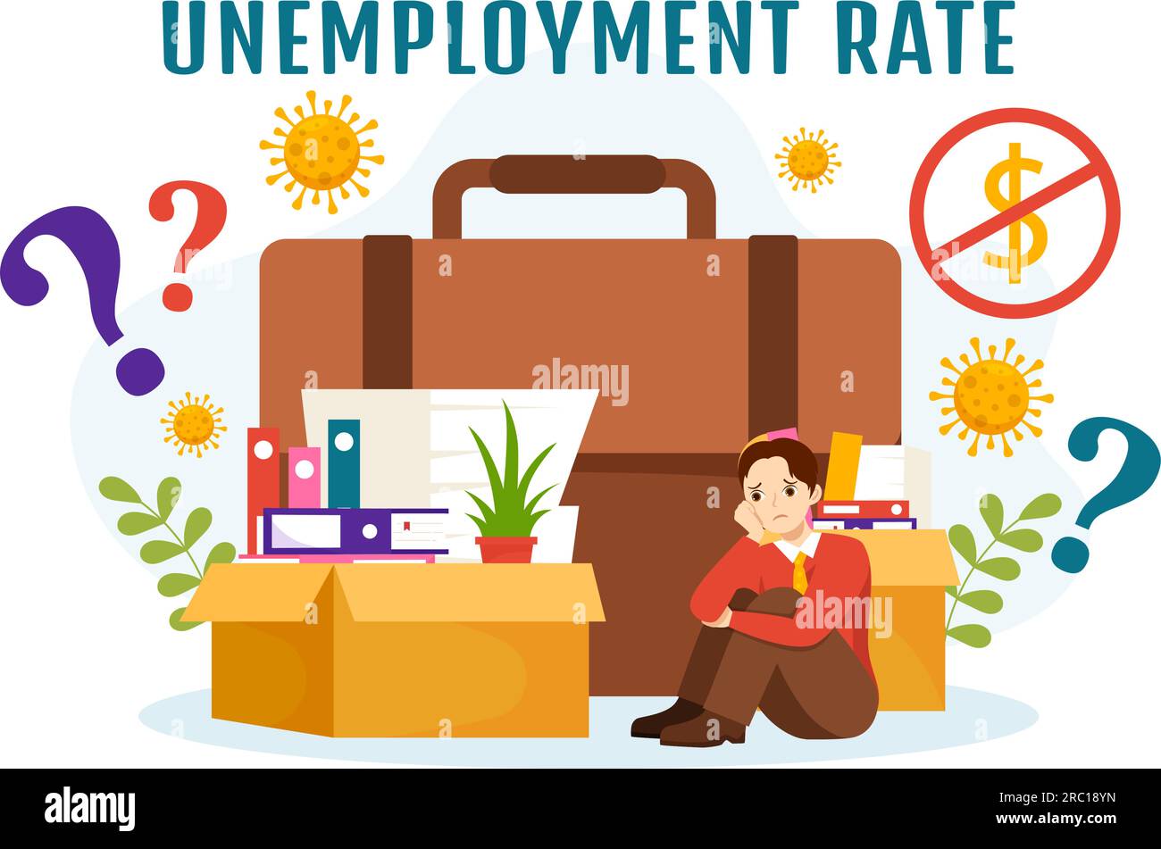 Unemployment Rate Vector Illustration with Many People Looking for a ...