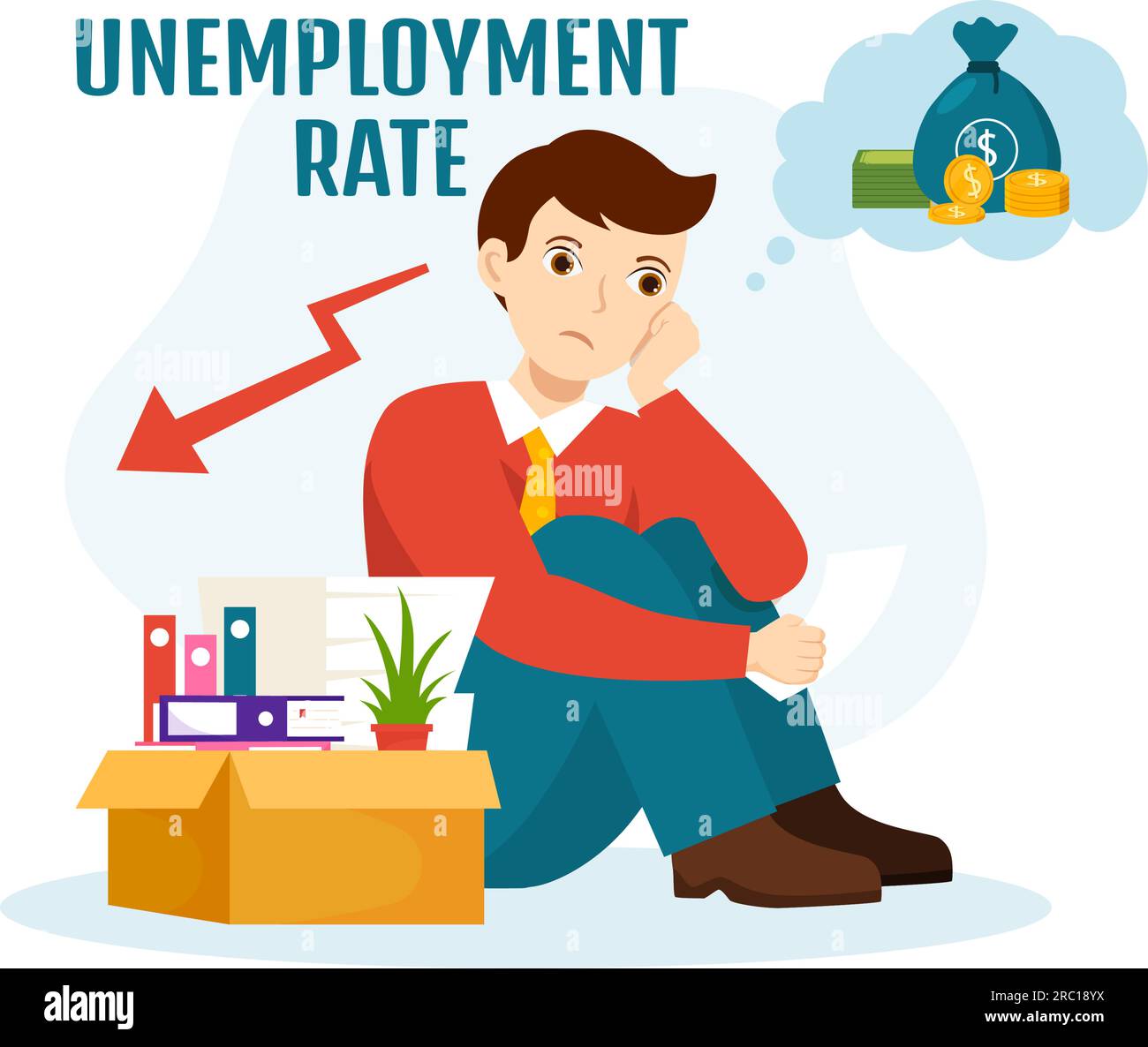 Unemployment Rate Vector Illustration with Many People Looking for a ...