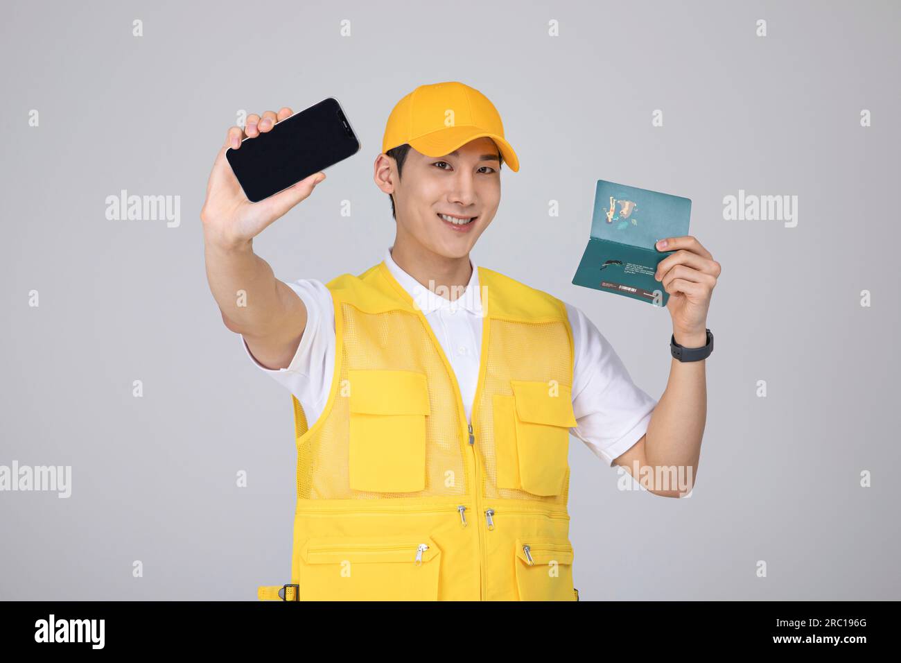 millennials and gen z, korean asian young man holding a bankbook and ...