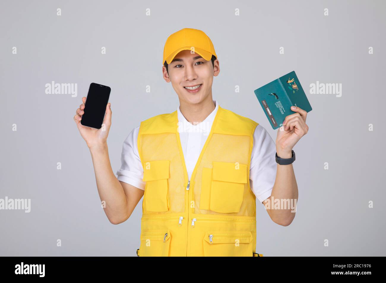 millennials and gen z, korean asian young man holding a bankbook and ...