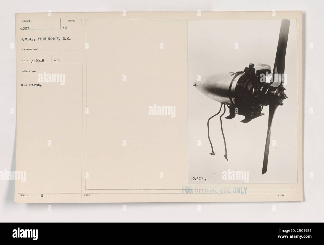 This image shows a generator used during World War One. The generator ...