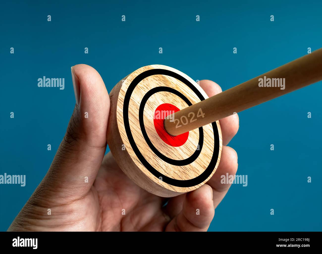 2024, new year target and business goal concepts. Big target dart icon ...