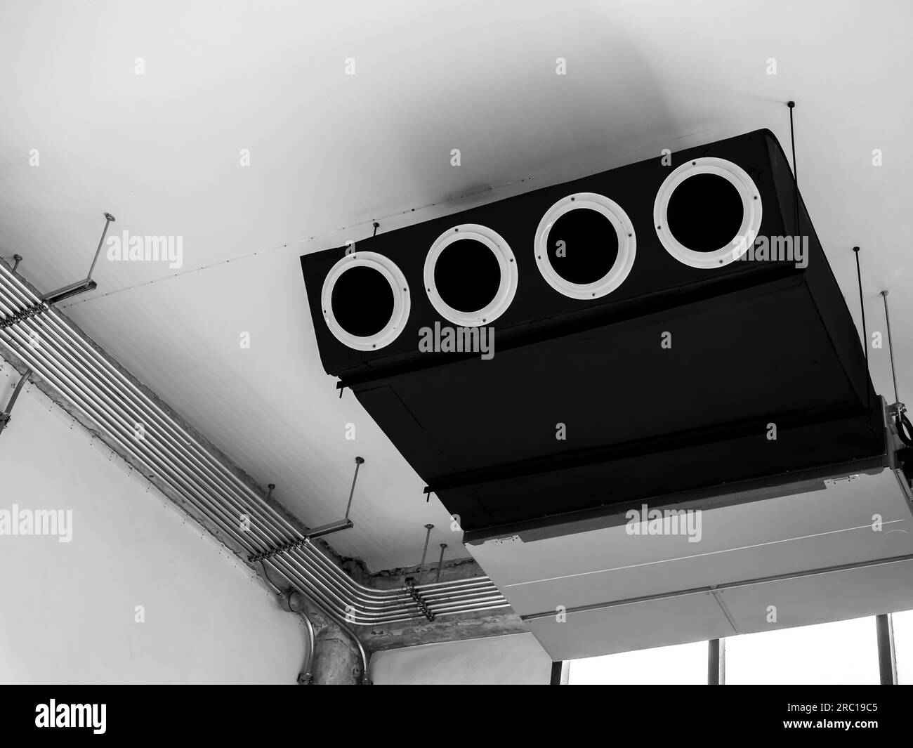 Black machine, modern air conditioning ceiling mounted ventilation ...