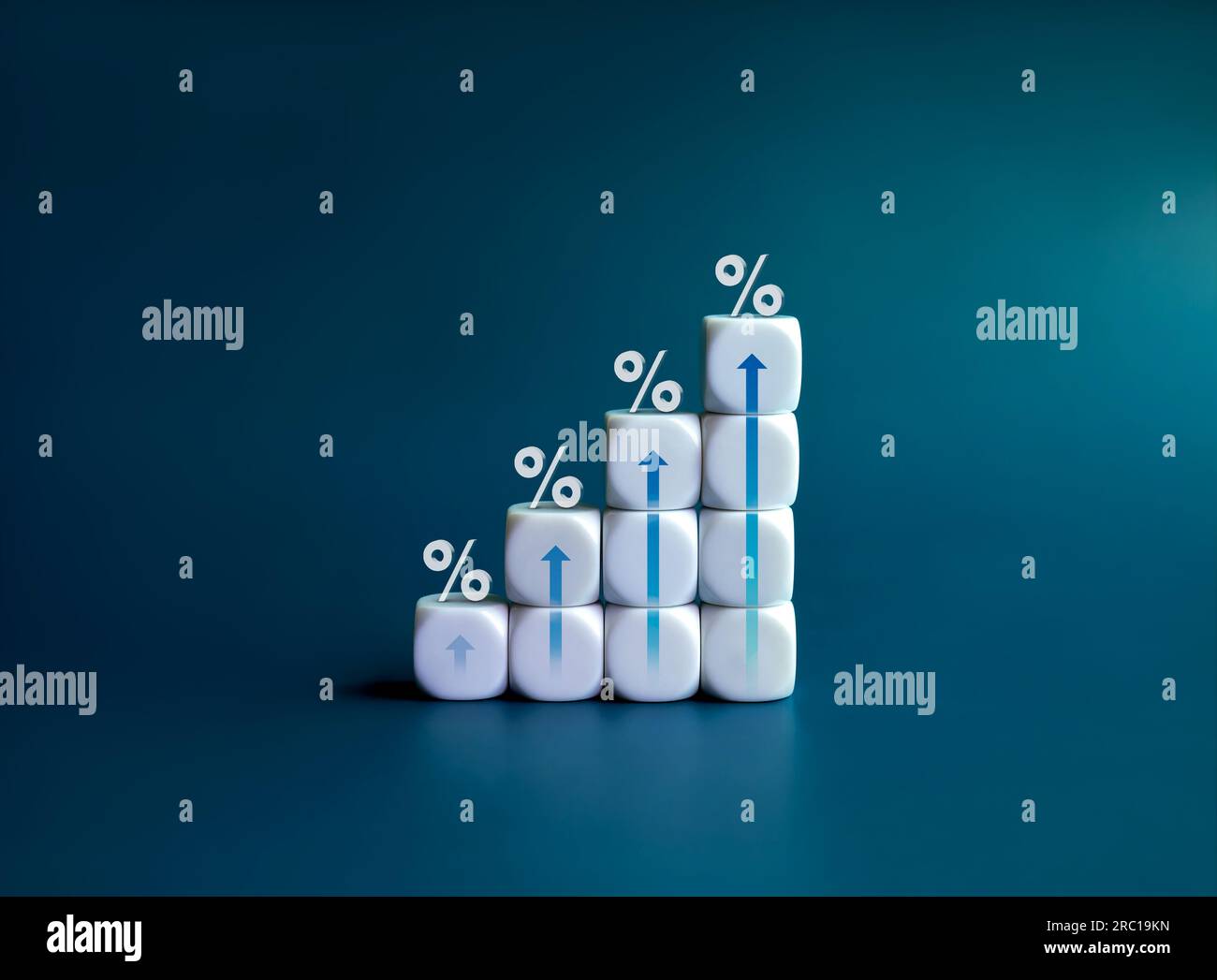 3d percentage icons on white cube blocks bar graph chart steps with ...