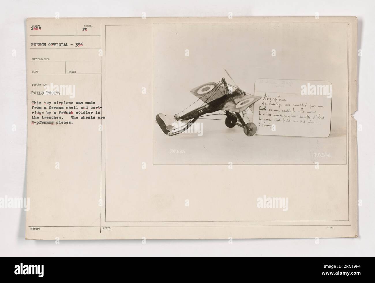 WWI photo shows a French soldier's creation - a toy airplane made from ...