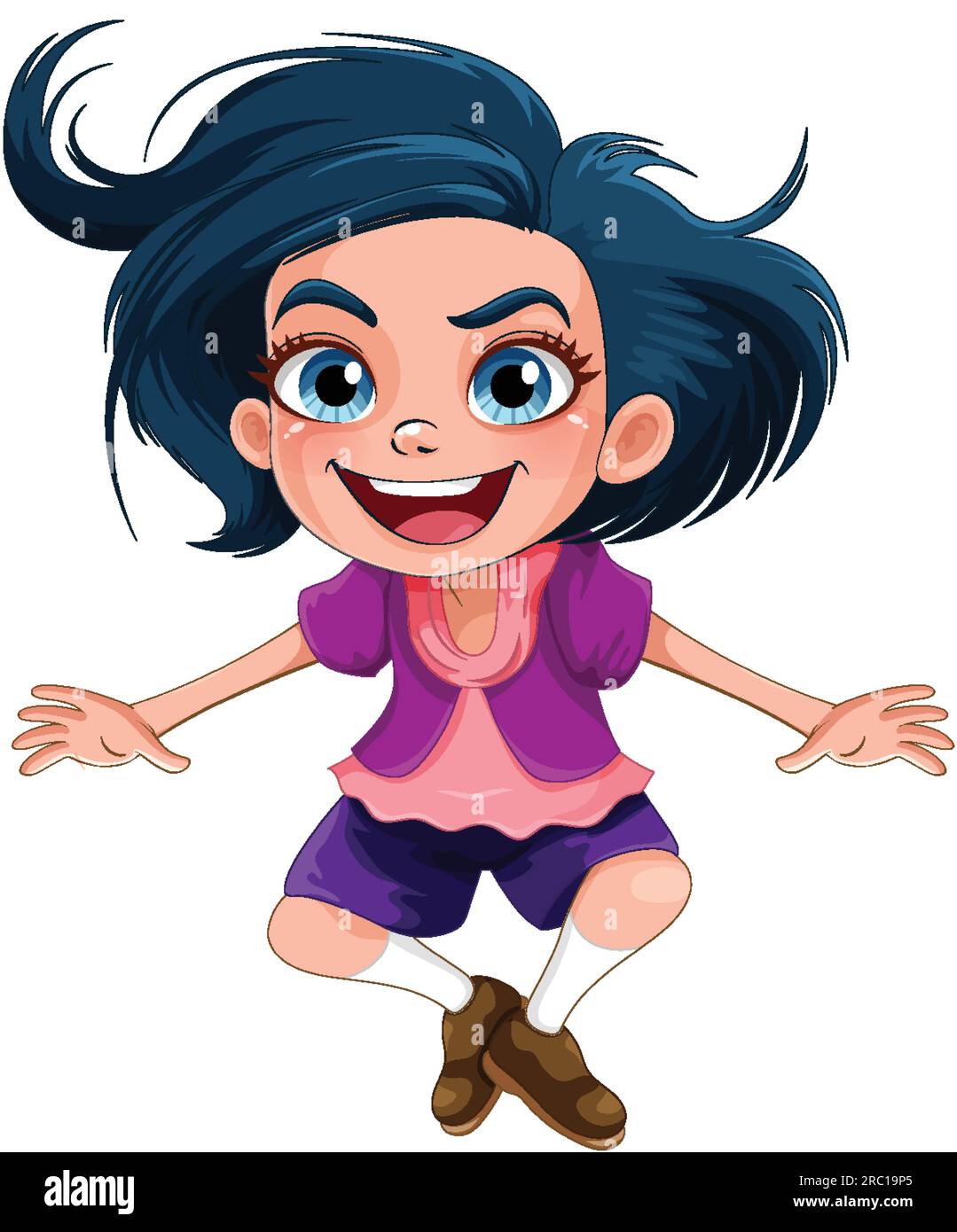 Jumping girl cartoon character illustration Stock Vector Image & Art ...