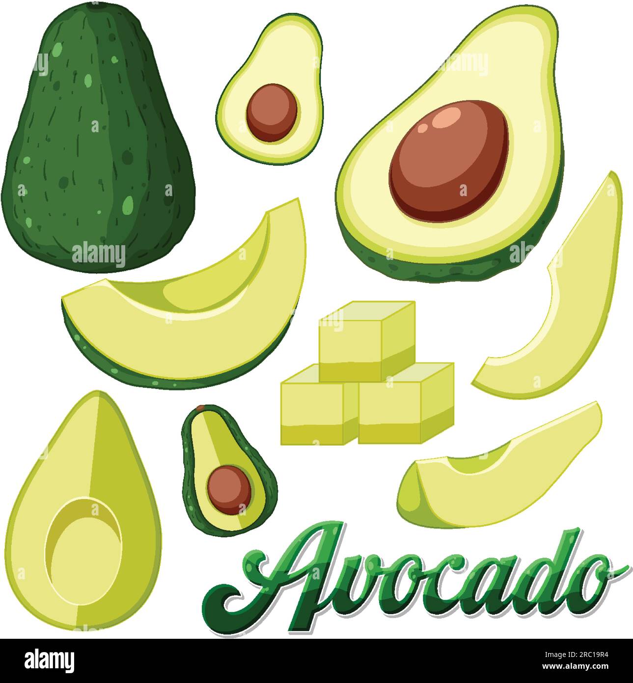 Set of avocado fruit cartoon illustration Stock Vector Image & Art - Alamy