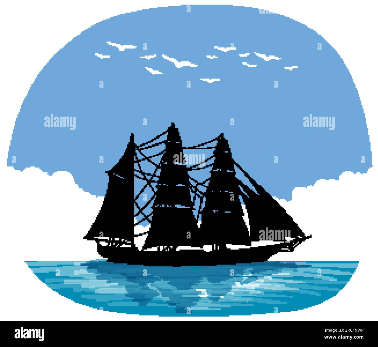 Sailboat silhouettes on the sea illustration Stock Vector Image & Art ...