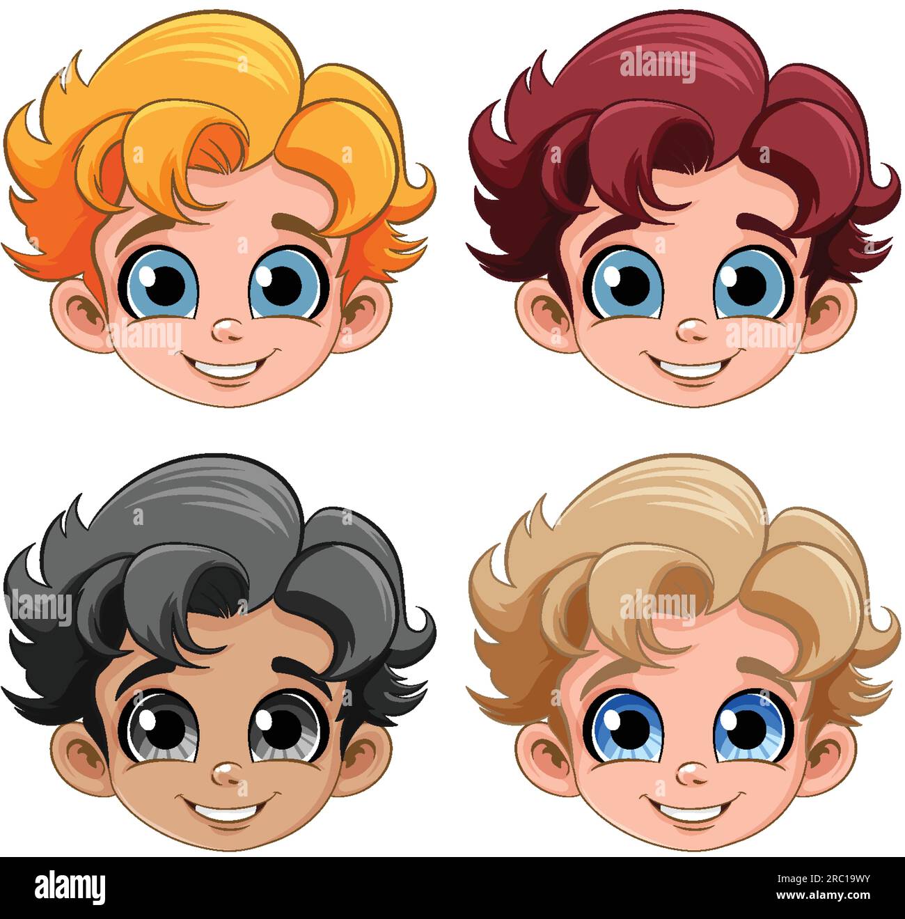 Set of boy face smiling illustration Stock Vector Image & Art - Alamy