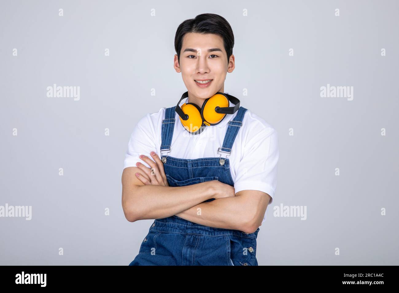 millennials and gen z, korean asian young man carpenter sitting, with ...