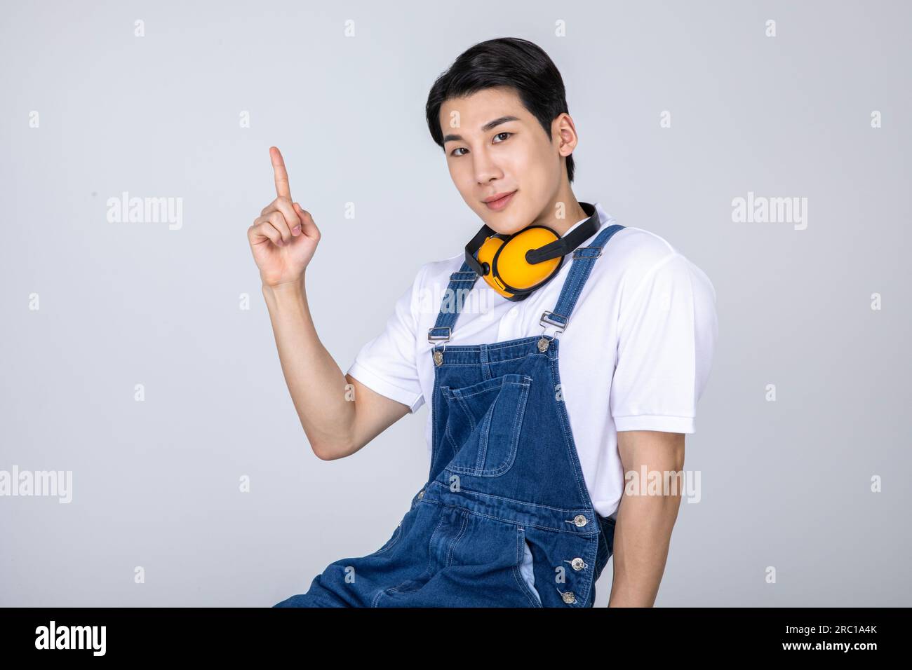 millennials and gen z, korean asian young man carpenter with hand ...