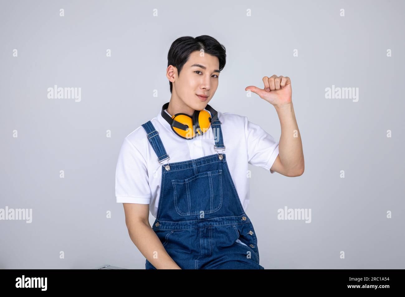 millennials and gen z, korean asian young man pointing to himself Stock ...