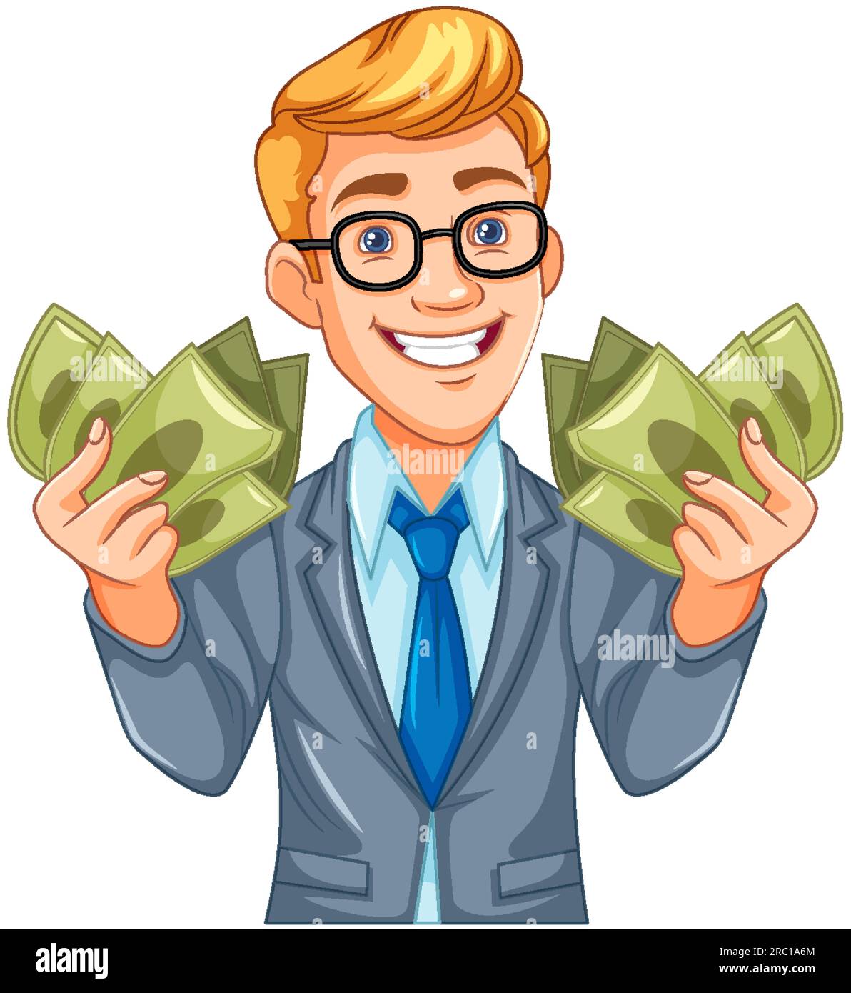 Youth business man holding money illustration Stock Vector Image & Art ...