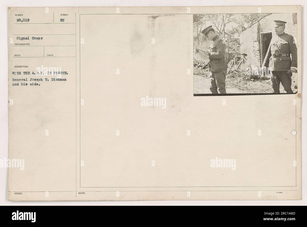 General Joseph T. Diekman and his aide in France during World War I ...