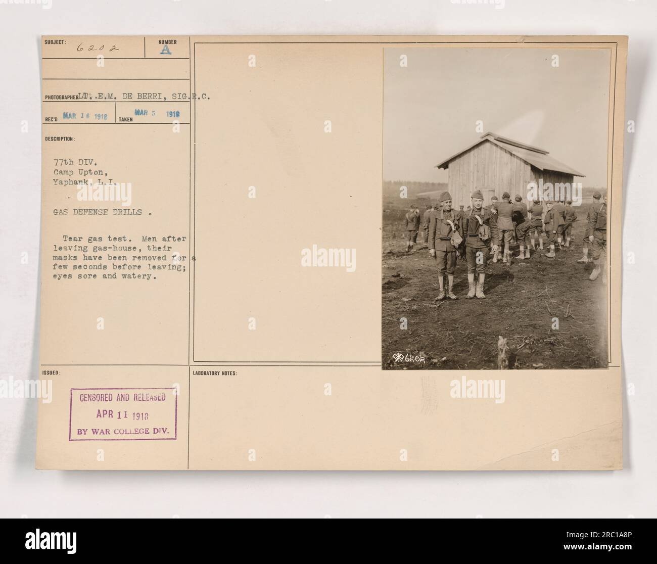 Soldiers participating in gas defense drills at Camp Upton, Yaphank, L ...