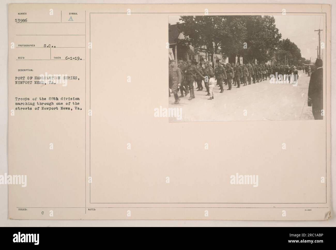 Troops from the 88th Division marching through the streets of Newport ...