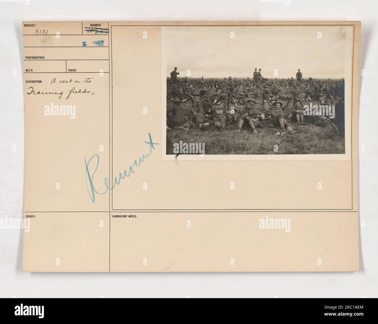 Soldiers taking a break and resting on the training fields during World ...