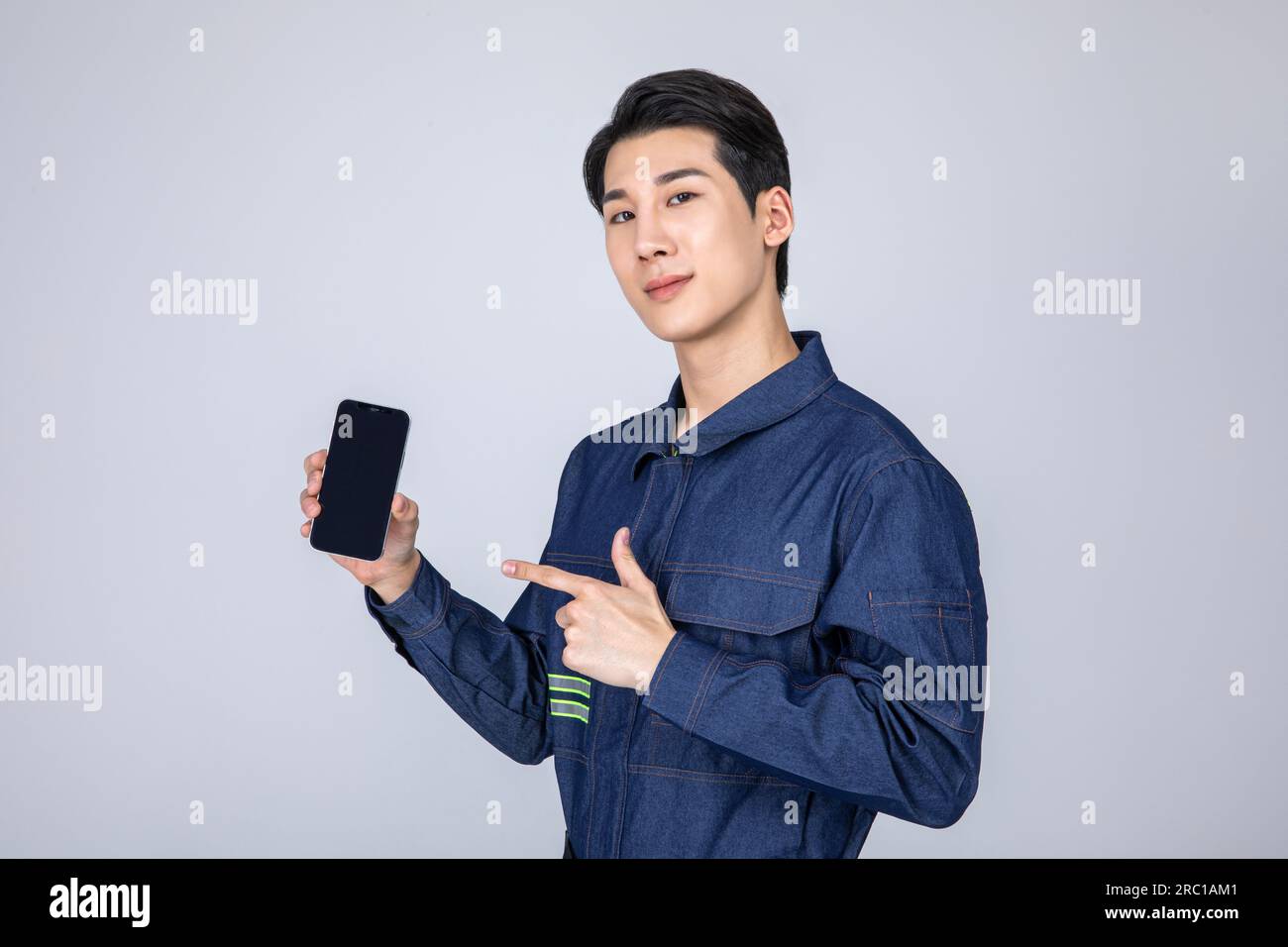 millennials and gen z, korean asian young man, site staff with a ...