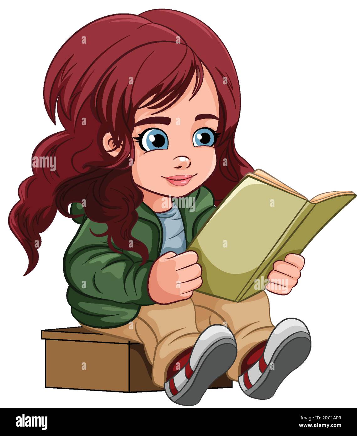 Girl cartoon reading book isolated illustration Stock Vector Image ...