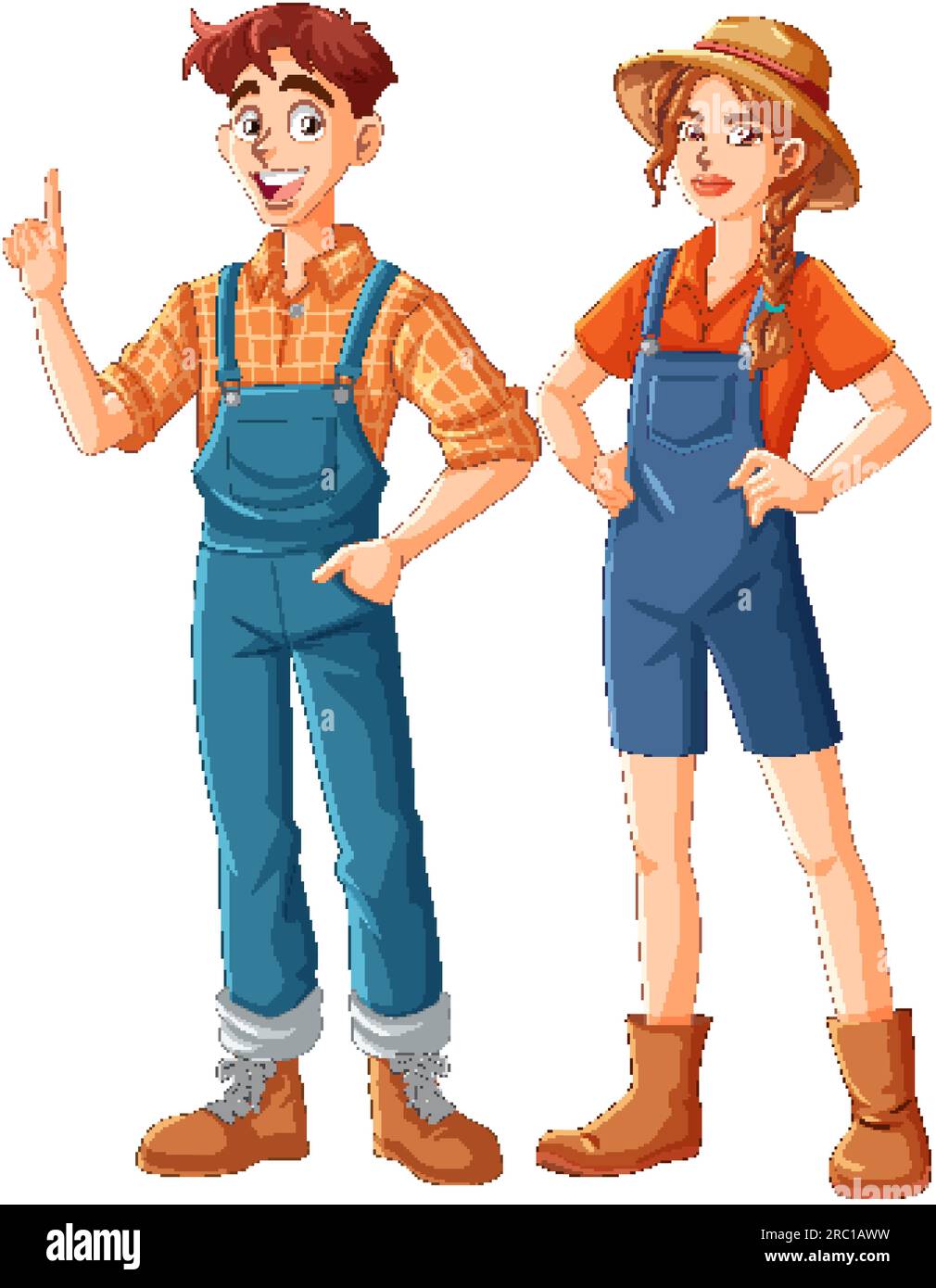 Couple of Gardeners in Standing Pose Vector illustration Stock Vector ...
