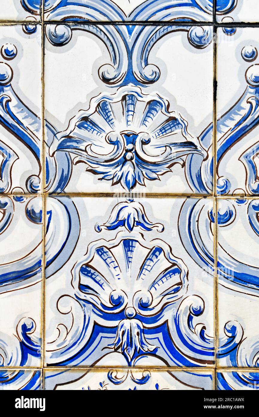 Decorative tiles on fountain wall (Fonte Judite) in Teresopolis, Rio de ...