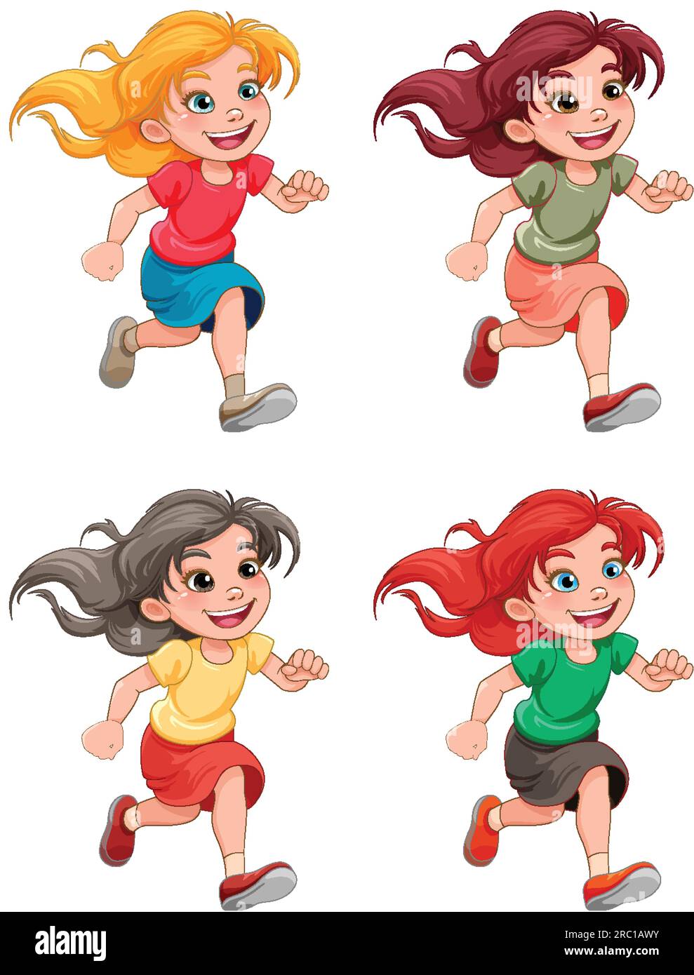 Running girl cartoon character illustration Stock Vector Image & Art ...