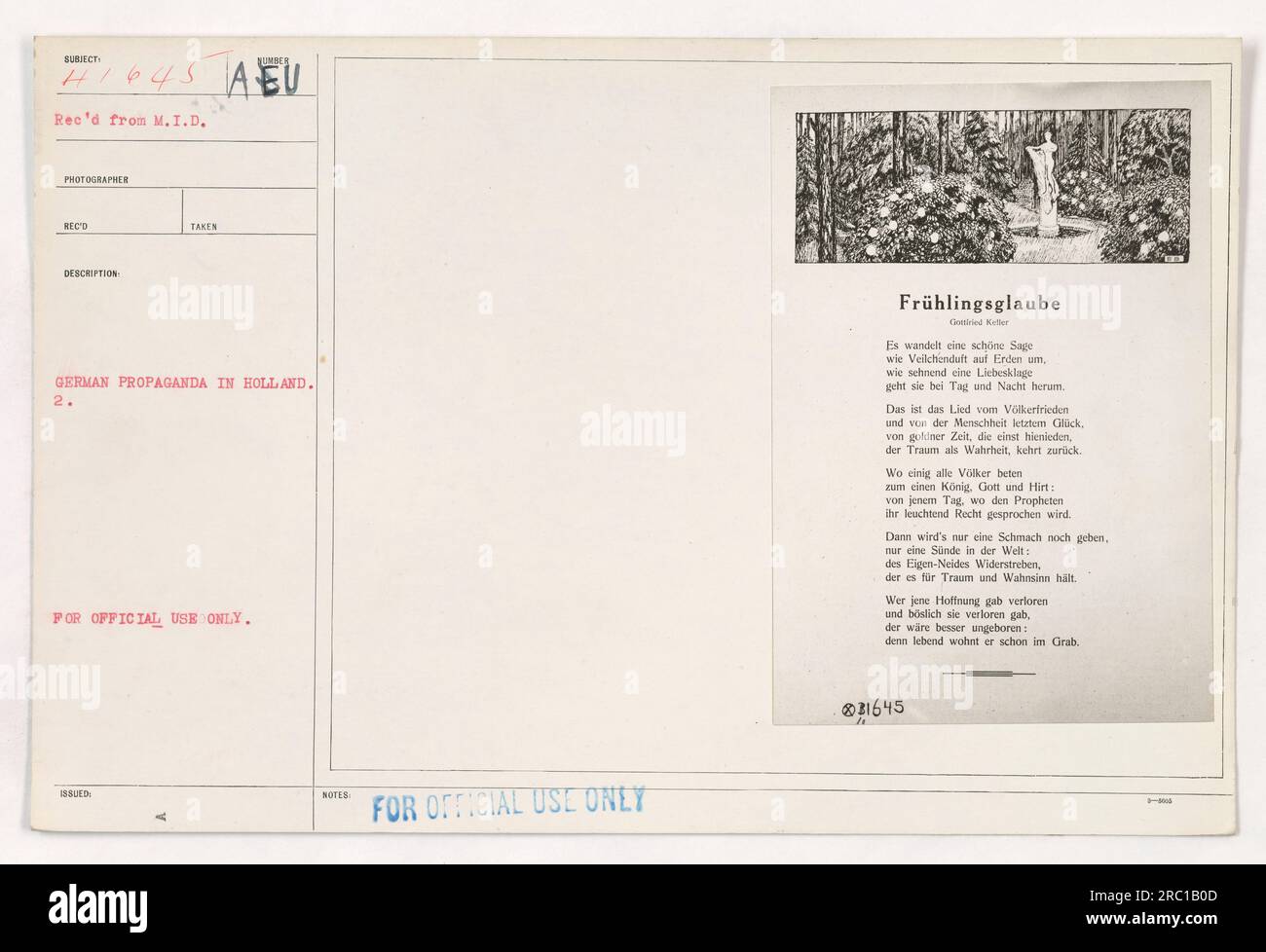 German propaganda in Holland during World War One. This photo depicts a ...