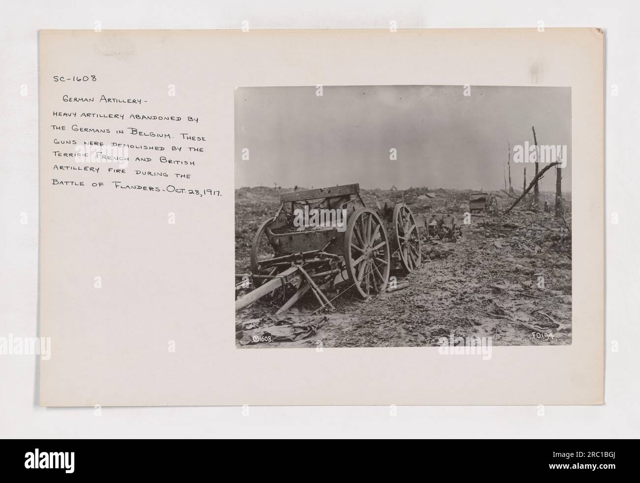 German heavy artillery left behind on the battlefield in Belgium. These ...