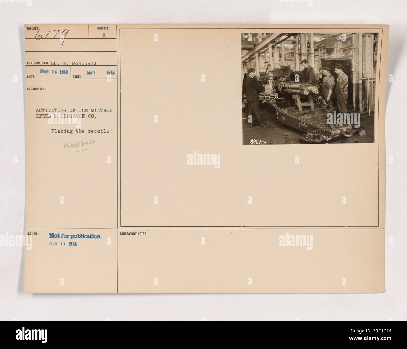 Workers at Midvale Steel & Ordnance Co. are seen placing the recoils on ...