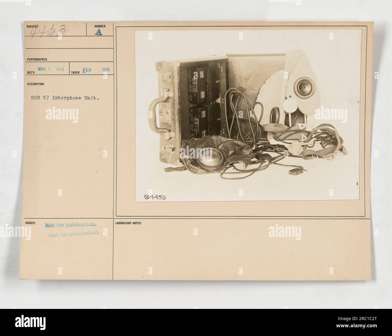 This photograph shows an interphone unit used during World War One. The ...