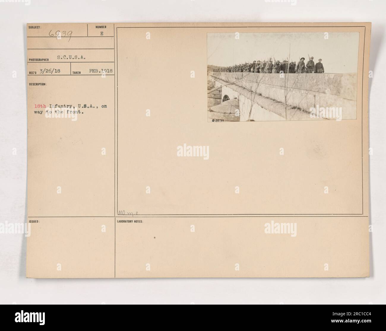 Image depicts the 18th Infantry, U.S.A., marching towards the front ...