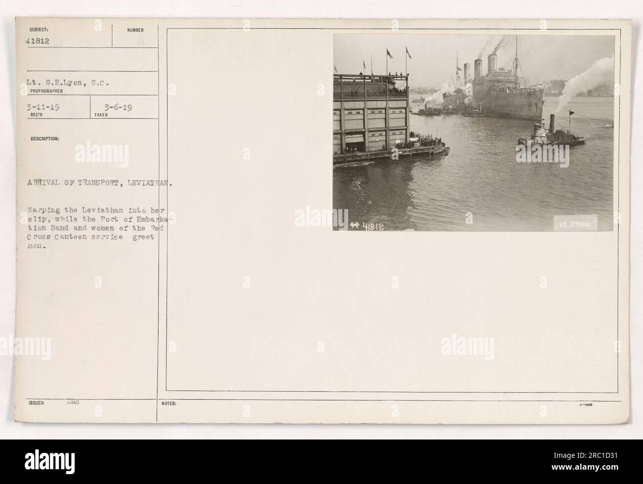 "Lt. G.H. Lyon, S.C. captures the moment of arrival of the transport ...