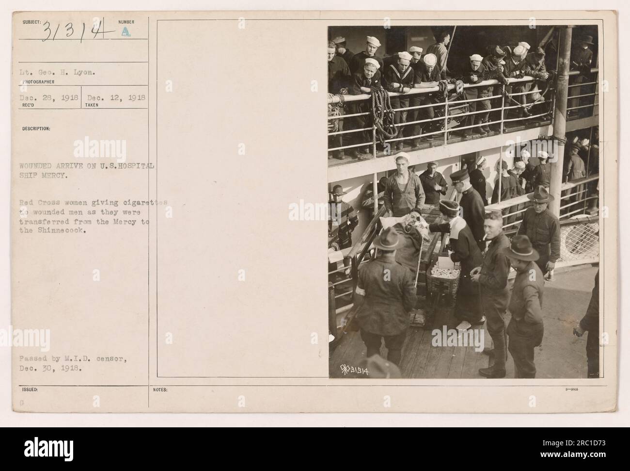 "Wounded soldiers being transferred from the U.S. Hospital Ship Mercy ...