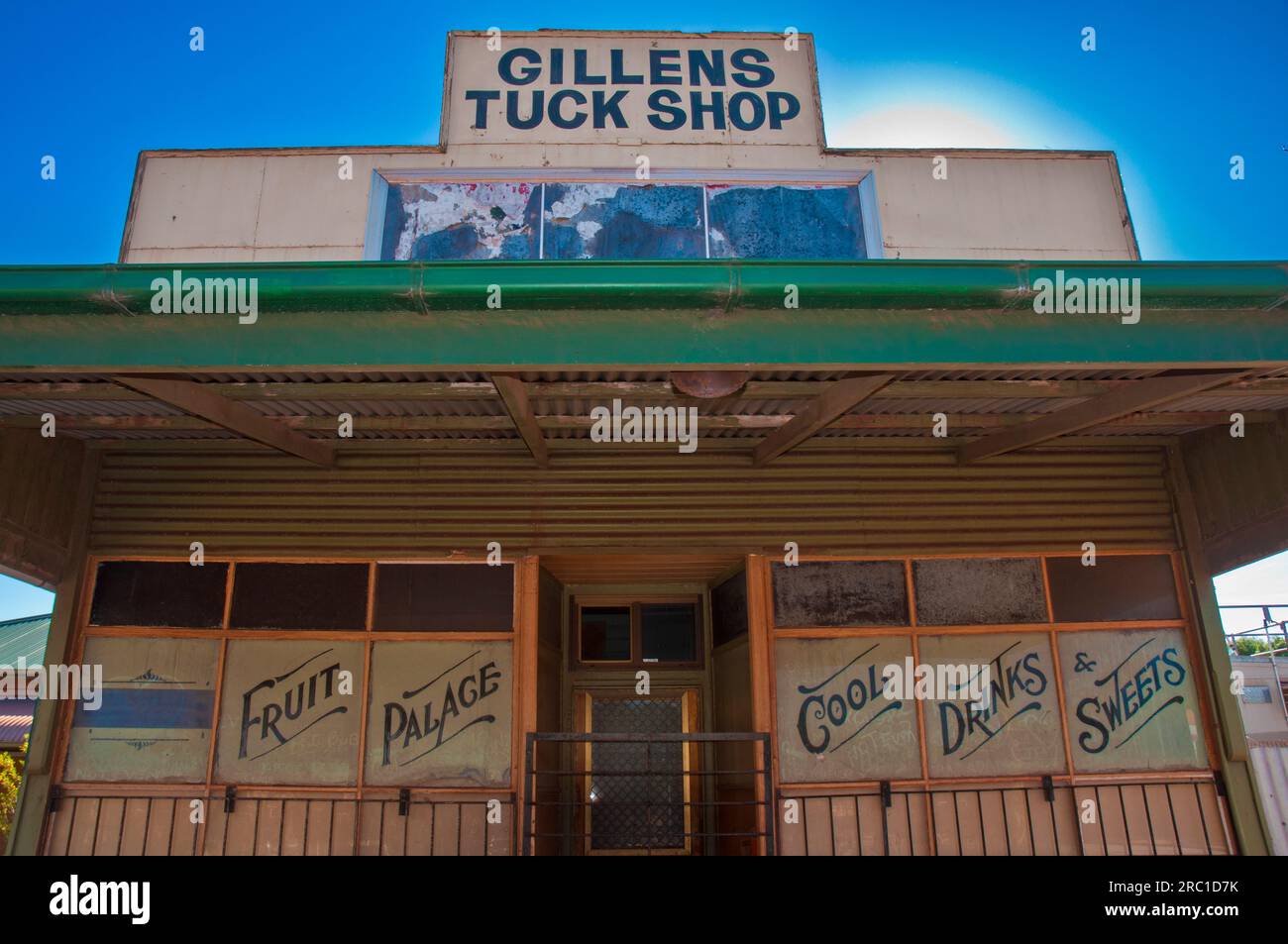 The historic vintage facade of Gillens Tuck Shop in Whyalla, South ...