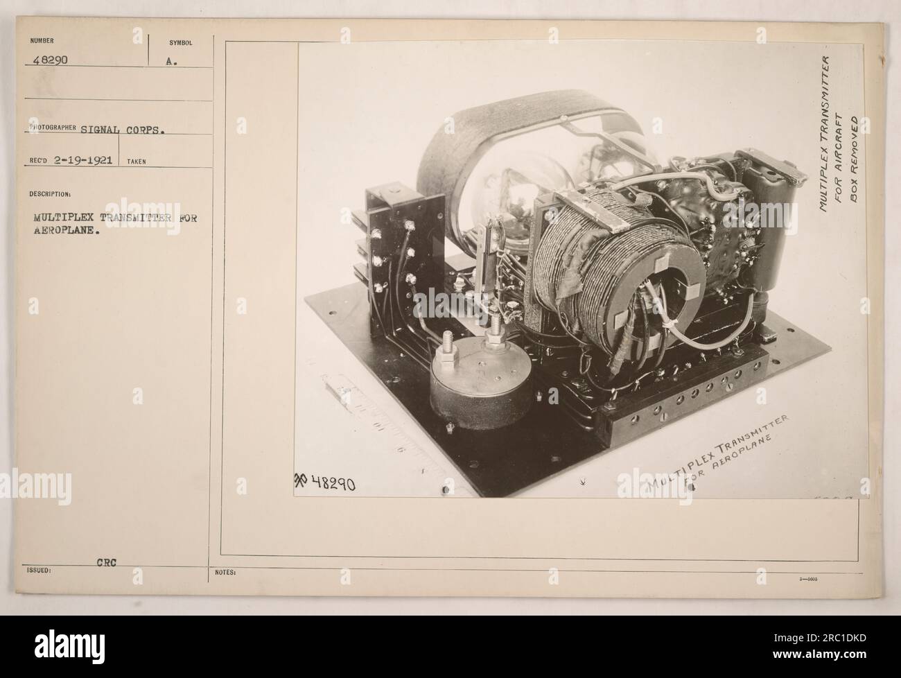 A multiplex transmitter for airplanes, photographed by Signal Corps on ...