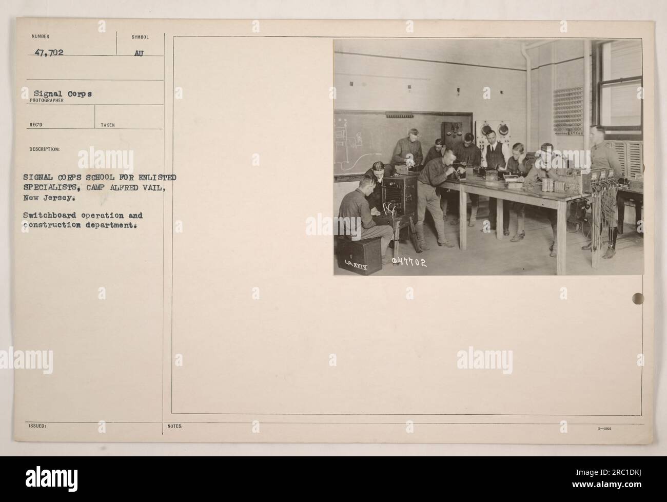 School for enlisted Signal Corps specialists in Camp Alfred Vail, New ...